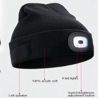 China Bluetooth Wireless Headphones Hat With Light Bluetooth Beanie Night Biking for sale