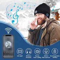 China Bluetooth Wireless Headphones Hat With Light Bluetooth Beanie Night Biking for sale
