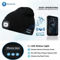 China Bluetooth Wireless Headphones Hat With Light Bluetooth Beanie Night Biking for sale