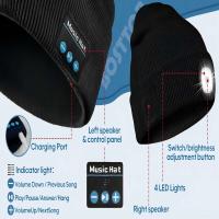 China Unisex LED Beanie With Light USB Rechargable Hands Free 4 LED Headlamp Cap for sale