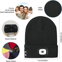 China Unisex LED Beanie With Light USB Rechargable Hands Free 4 LED Headlamp Cap for sale