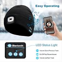 China LED Bluetooth Beanie With headlamp,Unisex USB Rechargable hands free headlights  Women Men Gifts for Dad Him Husband for sale