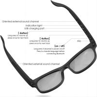 China Open Ear Headphones Black Bluetooth Sunglasses Volume Control Anti UV Lens for sale