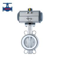 China Stainless Steel Wafer Butterfly Valve 40-600mm DN with PTFE Seat and Pneumatic Actuator for Industrial Automation for sale