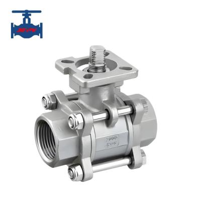 China Stainless Steel 3-Piece Ball Valve with ISO5211 Mounting Pad - 1000 WOG Rating, DN15-DN100 Size Range for sale