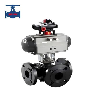China T Type L Type Three Way Ball Valve 15-50mm DN 1.6MPa Pneumatic Stainless Steel for sale