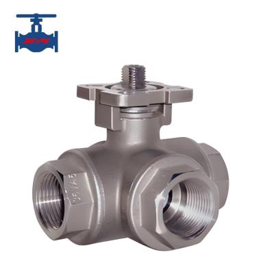 China 1000PSI Stainless Steel 3-Way Ball Valve with ISO5211 Mounting Pad - 15-80mm DN, 1.6MPa Pressure Rating for sale