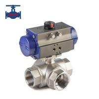 China Stainless Steel 3-Way Ball Valve with Pneumatic Actuator - 15-50mm DN, 1.6MPa Pressure, T/L Type Configurations for sale