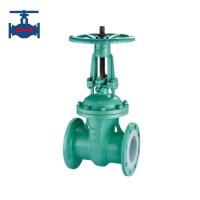 China Full Fluorine Lined Flanged Gate Valve 15-300mm DN with 1.0-2.5 MPa Pressure Rating for Corrosive Media for sale