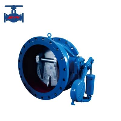 China Hydraulic Butterfly Check Valve 1.0 MPa Pressure Rating with 3-30S Adjustable Closing Time for Water & Sewage Systems for sale