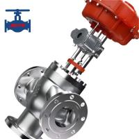 China GE Straight Travel Three-Way Control Valve DN20-DN300, PN16-PN64 Pressure Rating with 50:1 Adjusting Ratio for sale