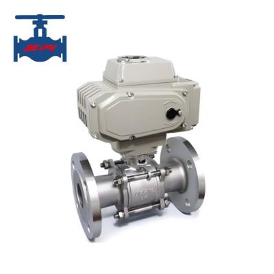 China Direct Mount 3-Piece Electric Ball Valve 50-200mm DN with 1.6MPa Pressure Rating for Two-Way Flow Control for sale