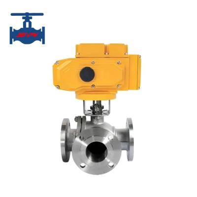 China Electric Flanged Three-Way Ball Valve DN50-DN200 PN16 T L Port for sale