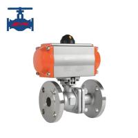 China Pneumatic Actuator Driven Ball Valve WCB CF8 CF8M Flanged Ball Valve for sale