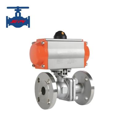 China Pneumatic Actuator Driven Ball Valve WCB CF8 CF8M Flanged Ball Valve for sale