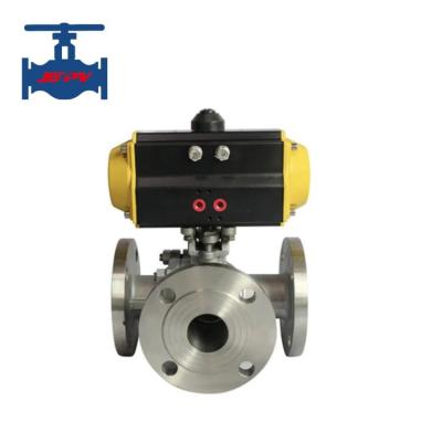 China Pneumatic Stainless Steel Three-Way Ball Valve DN25-DN200 1.6MPa with 0.05s Quick Operation for sale