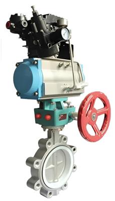 China ISO9001 Triple Piece Pneumatic Butterfly Valve DN32-1200 Soft Seal Convex Ear for sale