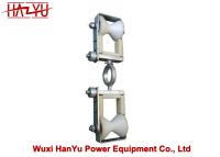 China Nylon Double Sheave Stringing Pulley for OPGW Cable Replacement - 128x65x365mm Size, 2KN Load Capacity for sale