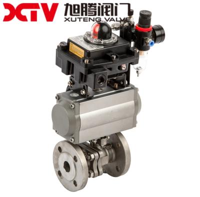 China Industrial DIN Wcb/CF8/CF8m Stainless Steel Floating Flange Ball Valve with Actuator for sale