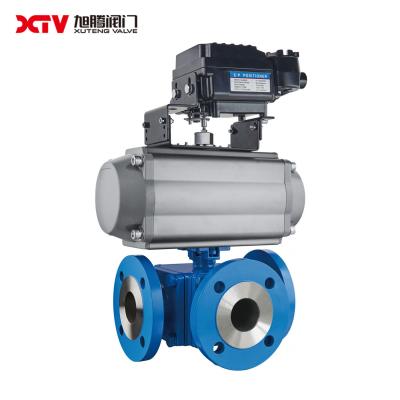 China Flanged Tee Type Control Ball Valve for Oil and Gas Industry GOST Standard Channel for sale
