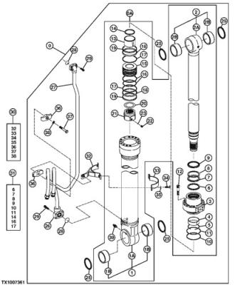China DEERE-4639936 Boom Cylinder Seal Kit For DEERE ExcaC-A-Tor Boom Cylinder 75D 85D for sale