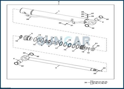 China FYD00000077 Arm Cylinder Seal Kit Fits DEERE Excavator Arm Cylinder 75D 85D for sale