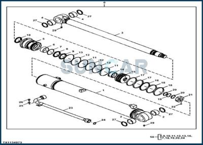 China FYD00006231 Boom Cylinder Service Kit Fits DEERE Excavators Boom Cylinder Compoment 85G for sale