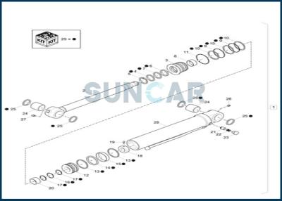 China XKCC-01438 XKCC01438 Dipper Cylinder Seal Repair Kit fits CNH CX33C CX37C for sale