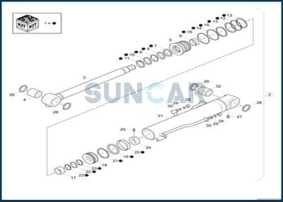 China XKCD-03076 XKCD03076 Boom Cylinder Seal Repair Kit for CNH CX57C CX60C for sale