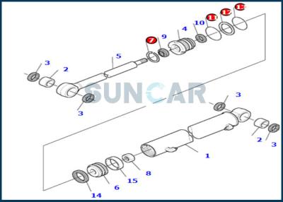 China 878000497 Boom Swing Cylinder Seal Repair Kit For KOMATSU PC12R-8 PC15R-8 for sale
