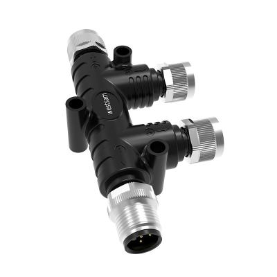 China M12 T Splitter M12 A Code 5Pin 1 Male To 3 Female Nmea 2000 Field Connector for sale