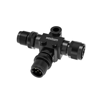 China M12 T Splitter M12 A Code 5Pin 1 Male To 1 Male And 1 Female Plastic Nmea 2000 Kit for sale