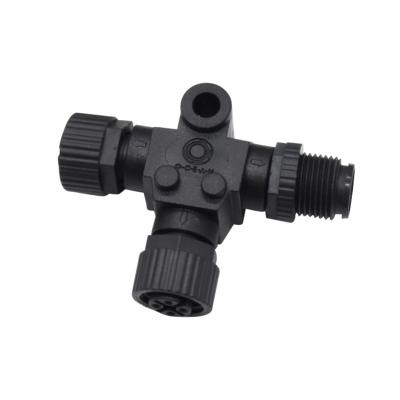 China M12 T Splitter M12 A Code 5Pin 1 Male To 2 Female Plastic nmea 2000 power cable for sale