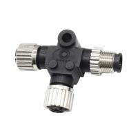 China M12 T Splitter m12 a coded connector 5Pin 1 Male To 2 Female Plastic for sale