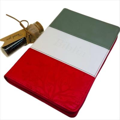 China Custom Printed PU Cover Bible -zipper binding type，with thumb index for sale