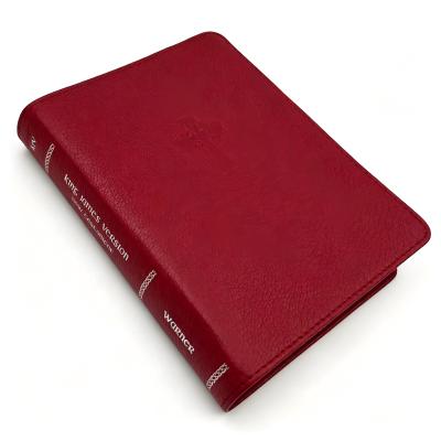China custom red goatskin leather bible printing-edge lined binding for sale