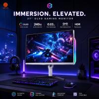 China White OLED Gaming Monitor for Esports Rooms and Gaming Desktops, Built with an Ultra-Slim OLED Panel, RGB Rear Lighting, White Housing and Adjustable Stand for PC Gaming Setups for sale