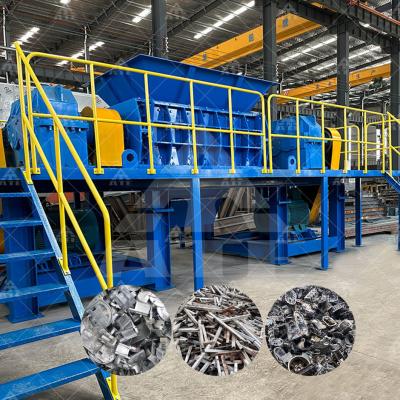 China 50 kW Double Shaft Aluminum Shredder Machine for Car Hubs & Metal Waste with ≥5mm Output for sale