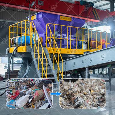 China Xrido 75KW Double Shaft Waste Shredder Machine 2500kg for Plastic Fabric Clothes for sale