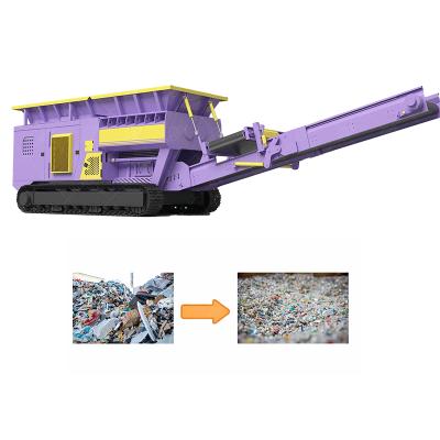 China High Efficiency Low Energy Consumption Double Shaft Design Multifunctional Tracked Mobile Shredder for Waste Processing for sale