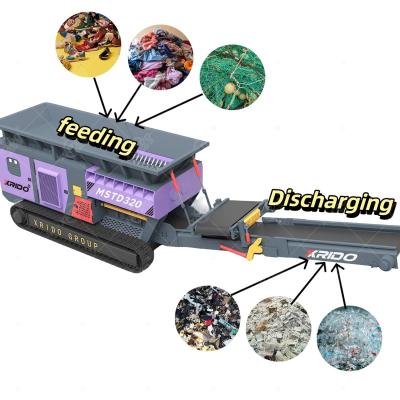 China Industrial 55 kW Double Shaft Tracked Mobile Shredder for Textile Waste for sale