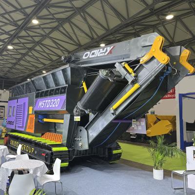 China 55 kW Double Shaft Tracked Mobile Shredder High Efficiency Low Energy Crawler Shredder for sale