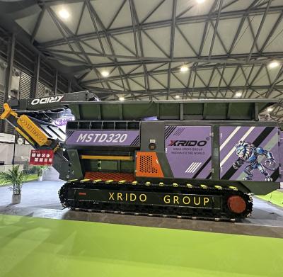 China 55 Kw Power Double Shaft Design High Efficiency Low Energy Consumption Tracked Mobile Shredder for Waste Processing for sale