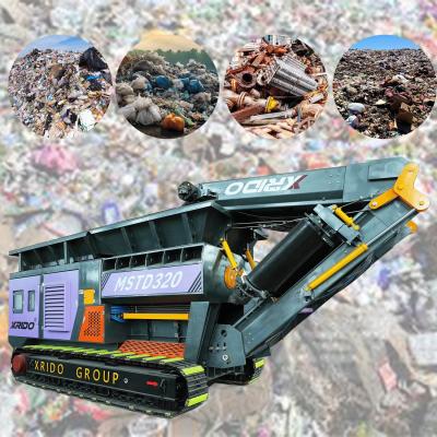 China Tracked Mobile Waste Shredder 55 Kw Double Shaft MSW Shredder with 360° Steering for sale