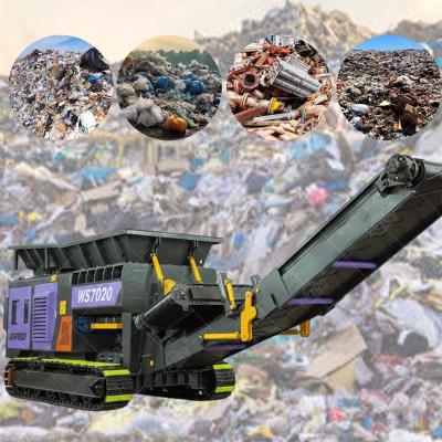 China Industrial 55 kW Double Shaft Tracked Mobile Shredder for MSW Waste with 360 Steering for sale