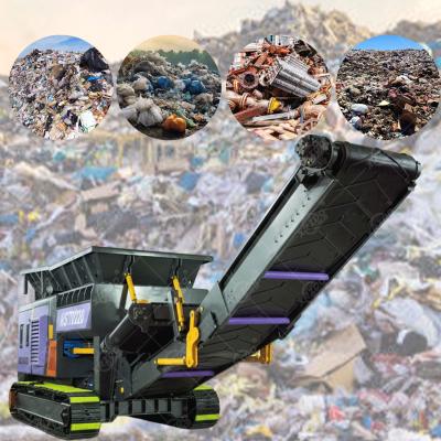 China 55 kW Power Double Shaft Design 360° Steering Mobile Tracked Shredder for Waste Processing for sale