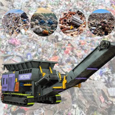 China 55 kW Power Double Shaft Design 360° Steering Tracked Mobile Waste Shredder for sale