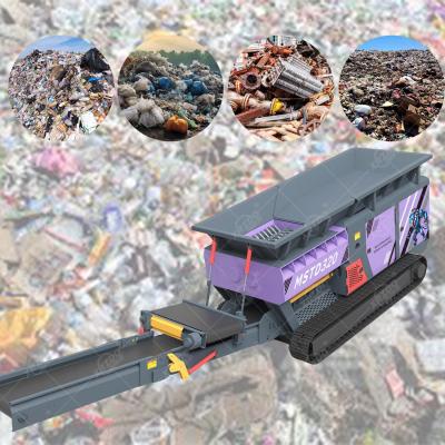 China 55 kW Double Shaft Tracked Mobile Shredder for Municipal Solid Waste 360° Steering for sale