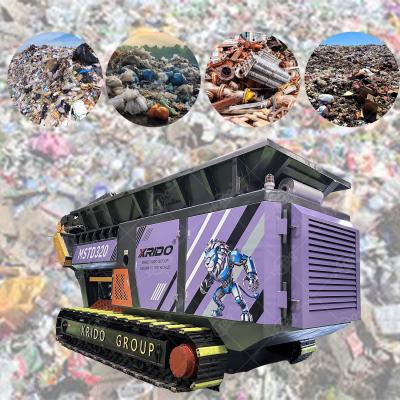 China 55 kW Double Shaft Mobile Shredder with 360° Steering for Industrial Waste Recycling for sale