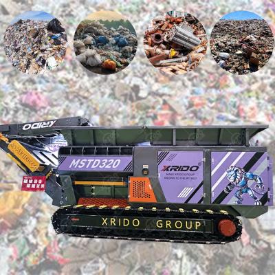China 55 kw Power Double Shaft Design 360° Steering Tracked Crawler Mobile Shredder for Waste Processing for sale